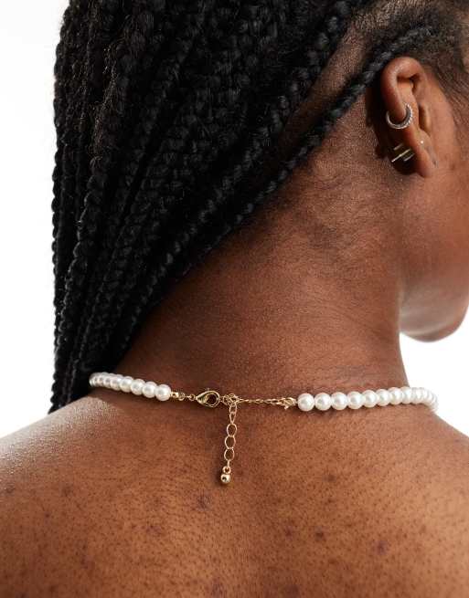 ASOS DESIGN necklace with simple faux glass pearl design | ASOS