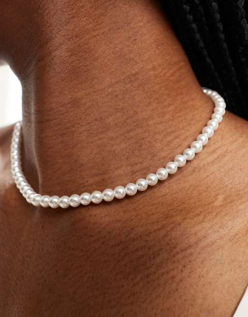 ASOS DESIGN necklace with simple faux glass pearl design | ASOS