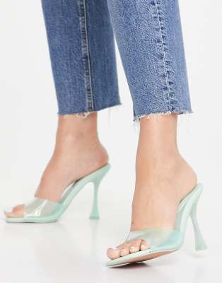 ASOS DESIGN Nero square toe mules in mint | ASOS