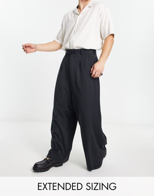 Asos Design Nette Broek Met Extreem Wijde Pijpen In Zwart Asos