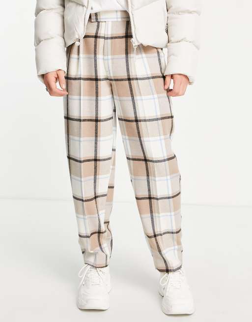 Asos Design Nette Oversized Broek Van Wolmix Met Toelopende Pijpen En