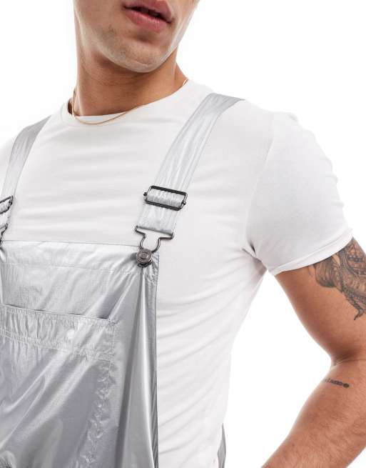 ASOS DESIGN nylon parachute overalls in silver | ASOS
