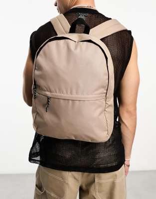 ASOS DESIGN – Nylon-Rucksack in Braun mit kontrastierendem ...