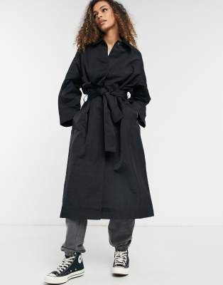 ASOS DESIGN nylon tech trench coat in black | ASOS