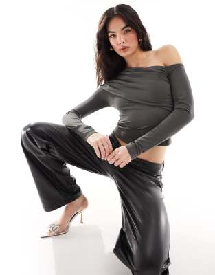 ASOS DESIGN one shoulder draped top in slate gray | ASOS