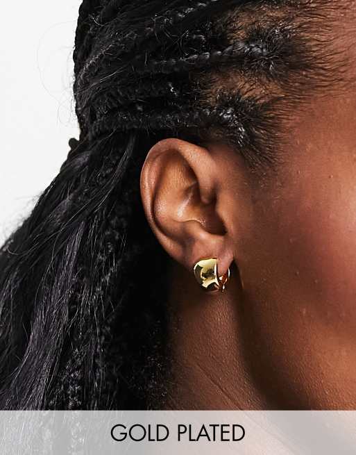 Asos Design Orecchini A Cerchio Spessi Placcati In Oro 14 Ct Con