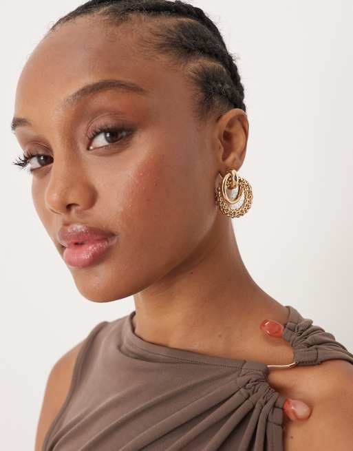 Asos Design Orecchini Dorati Con Maglie Testurizzate Asos