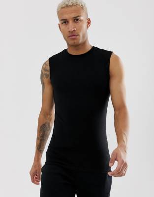 ASOS DESIGN organic muscle fit sleeveless tank in black | ASOS