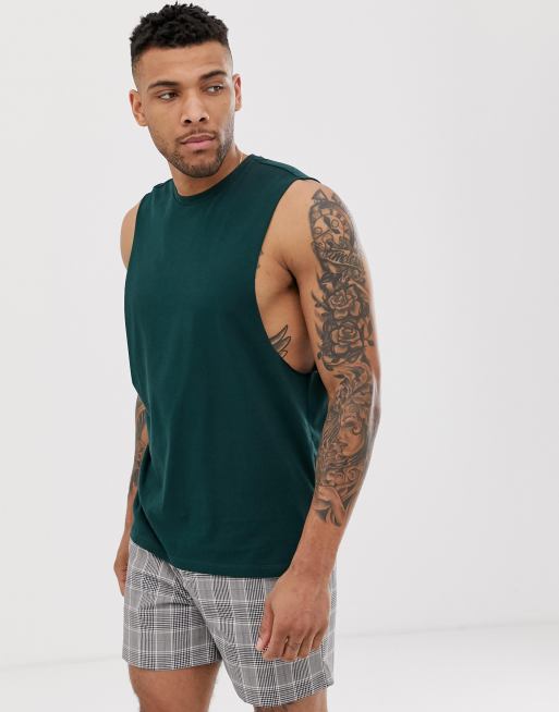 Asos Design Organic Relaxed Sleeveless T Shirt With Dropped Armhole I