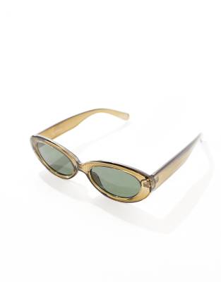 ASOS DESIGN oval sunglasses in crystal green | ASOS
