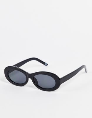 ASOS DESIGN oval sunglasses in shiny black | ASOS