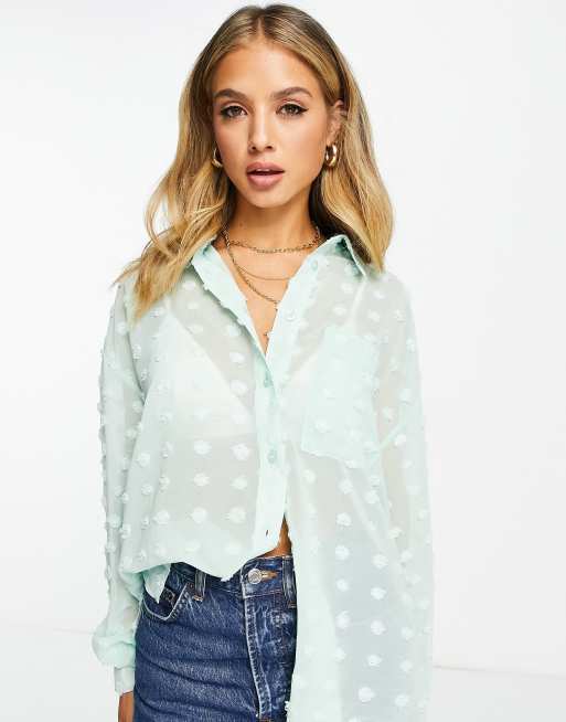 Asos Design Oversize Hemd In Minzgrün Mit Punktestruktur Asos