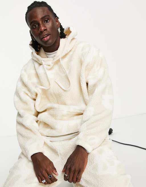 Asos Design Oversize Kapuzenpullover Aus Teddyfell Mit Graffiti Print