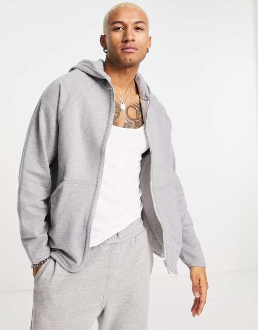 Asos Design Oversize Kapuzenpullover In Kalkgrau Mit Ziernaht