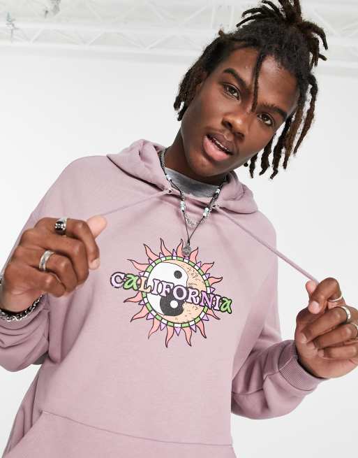 Asos Design Oversize Kapuzenpullover In Lila Mit Mystischem Sonnen