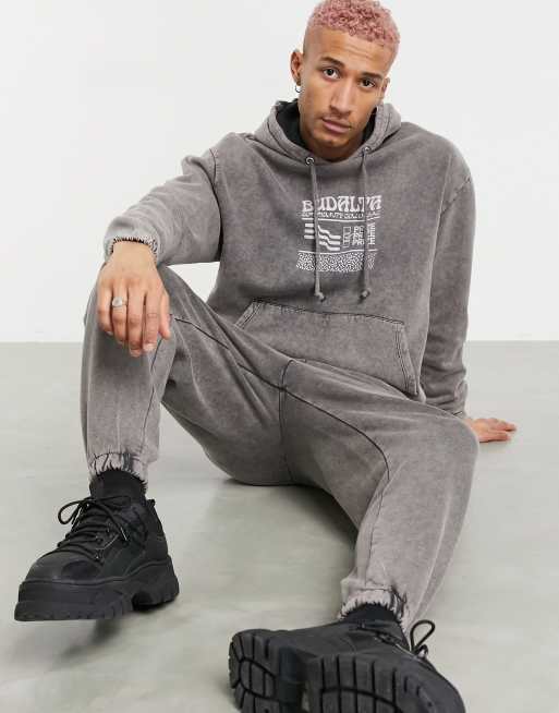 Asos Design Oversize Kapuzenpullover Mit Print Auf Der Brust In