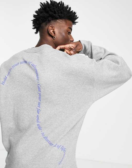Asos Design Oversize Sweatshirt Mit Großem Textprint In Kalkgrau Asos