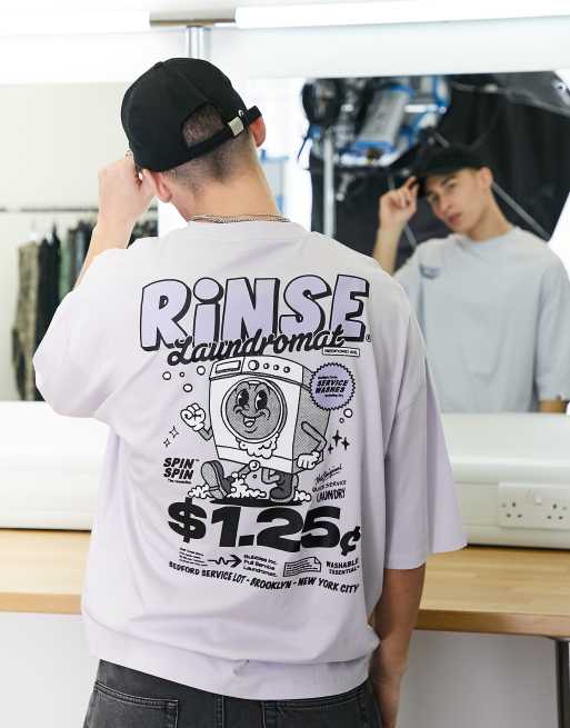 Asos Design Oversize T Shirt In Flieder Mit Cartoon Print Auf Brust