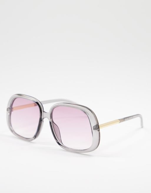 ASOS DESIGN oversized 70s sunglasses with pink lens | ASOS