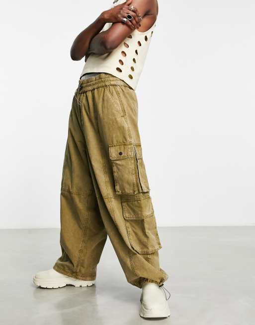 ASOS DESIGN oversized balloon cargo pants with acid wash and ...