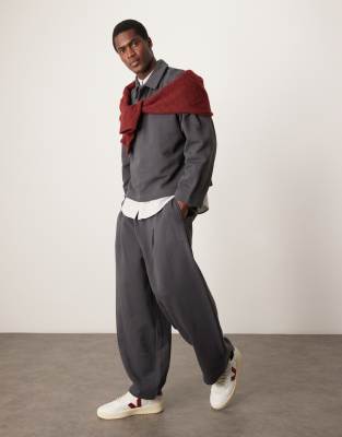 ASOS DESIGN oversized balloon trackies in grey (part of a set) | ASOS