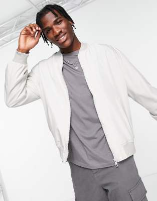 ASOS DESIGN oversized bomber jacket in gray | ASOS