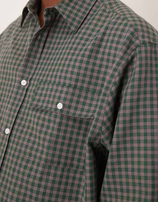 ASOS DESIGN oversized boxy flannel shirt in blue and grey check | ASOS