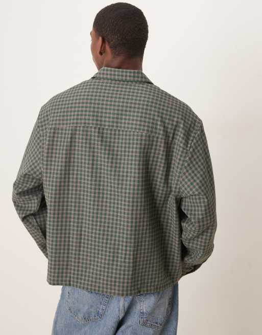 ASOS DESIGN oversized boxy flannel shirt in blue and grey check | ASOS