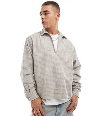 ASOS DESIGN oversized boxy overhead shirt in green check | ASOS