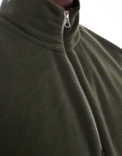 ASOS DESIGN oversized boxy quarter zip fleece sweatshirt in green | ASOS