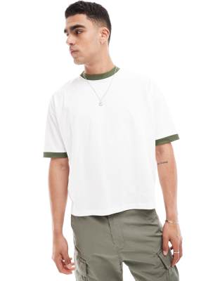 ASOS DESIGN oversized boxy ringer t-shirt in cream | ASOS