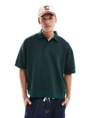 ASOS DESIGN oversized boxy textured polo in dark green | ASOS