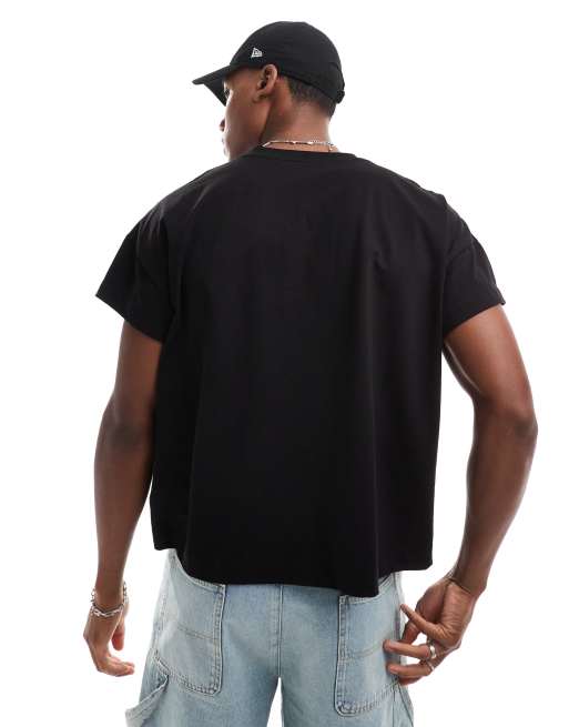 ASOS DESIGN oversized cap sleeve t-shirt in black | ASOS