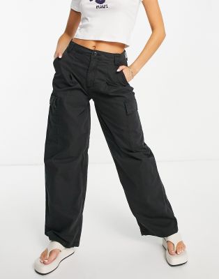 ASOS DESIGN oversized cargo pants in washed black | ASOS