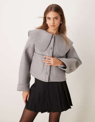 ASOS DESIGN oversized collared jacket in gray | ASOS