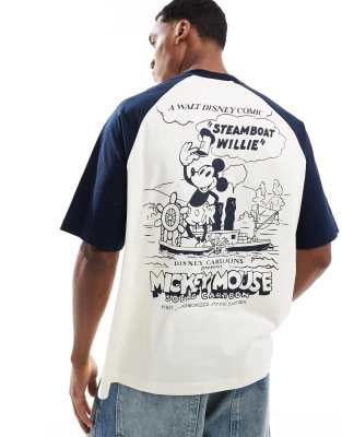 ASOS DESIGN oversized contrast T-shirt with Disney steamboat print in ...
