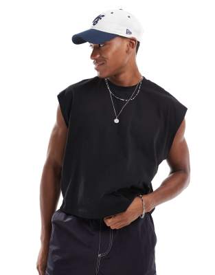 ASOS DESIGN oversized cropped sleeveless tee in black | ASOS