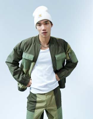 ASOS DESIGN oversized cut and sew track bomber jacket in green - part ...