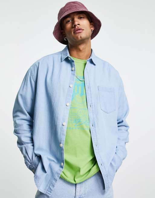 Asos Design Oversized Denim Overhemd In Jaren 90 Stijl In Vintage