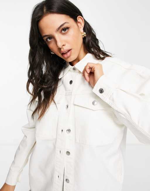 ASOS DESIGN oversized denim shacket in white | ASOS