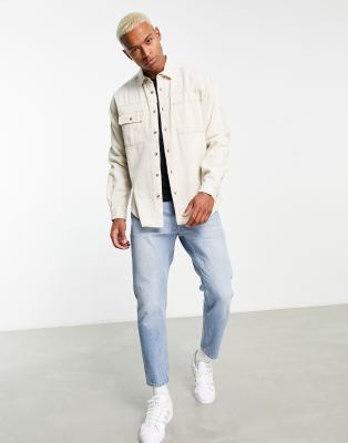 ASOS DESIGN oversized denim shirt in ecru | ASOS