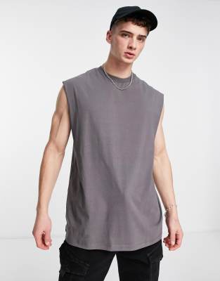 ASOS DESIGN oversized fit tank top in washed black | ASOS