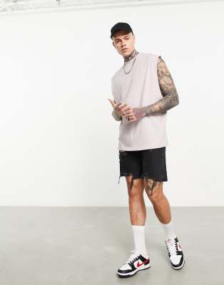 ASOS DESIGN oversized fit tank top in washed pink | ASOS