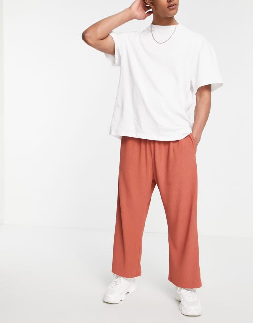Asos Design Oversized Fixed Hem Sweatpants In Rib Texture Part Of A
