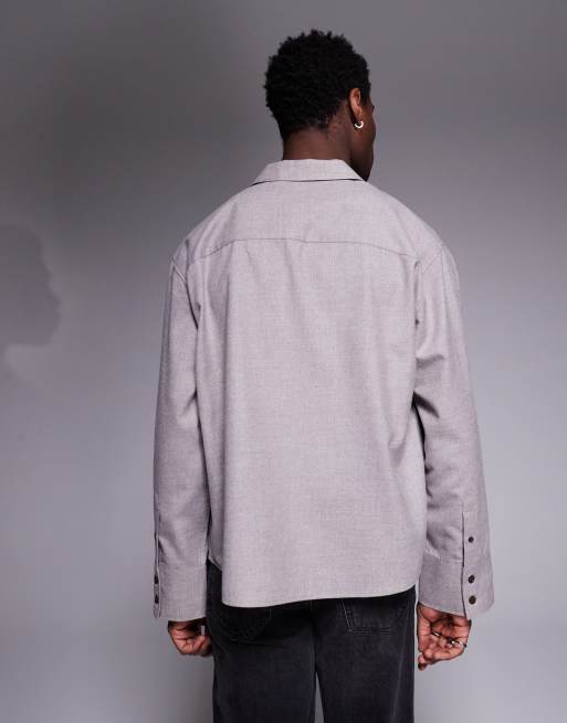 ASOS DESIGN oversized flannel shirt in gray | ASOS