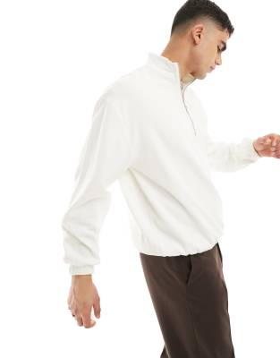 ASOS DESIGN oversized half zip sweatshirt in ribbed fabric in soft ...