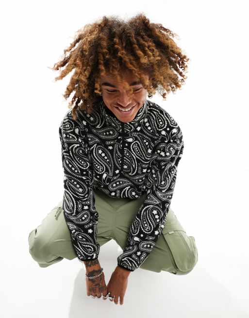 ASOS DESIGN oversized half zip sweatshirt with paisley all over print ...