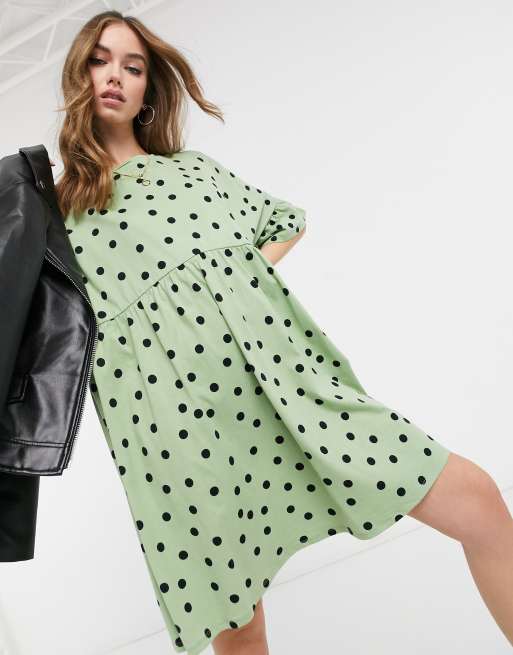 Asos Design Oversized Hängerkleid Mit Rüschenärmeln In Salbeigrün Und