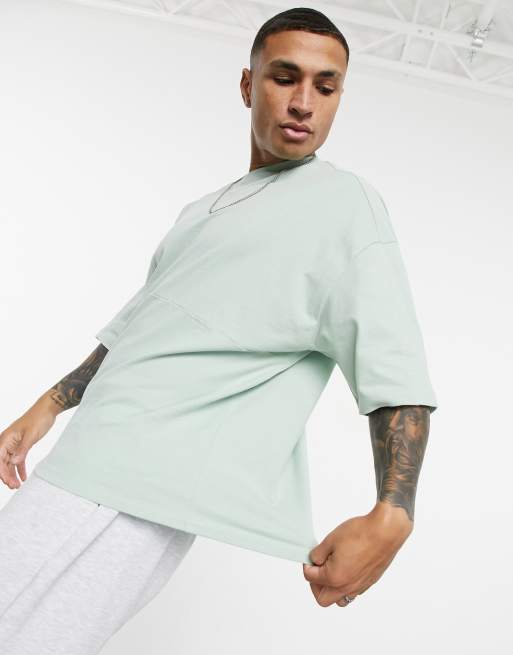 Asos Design Oversized Heavyweight Brushed Cut Andsew T Shirt With Chunky