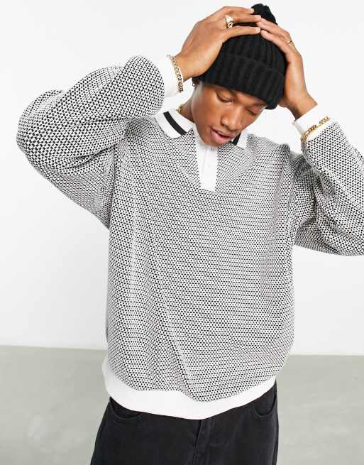 ASOS DESIGN oversized heavyweight polo sweatshirt in textured jersey | ASOS